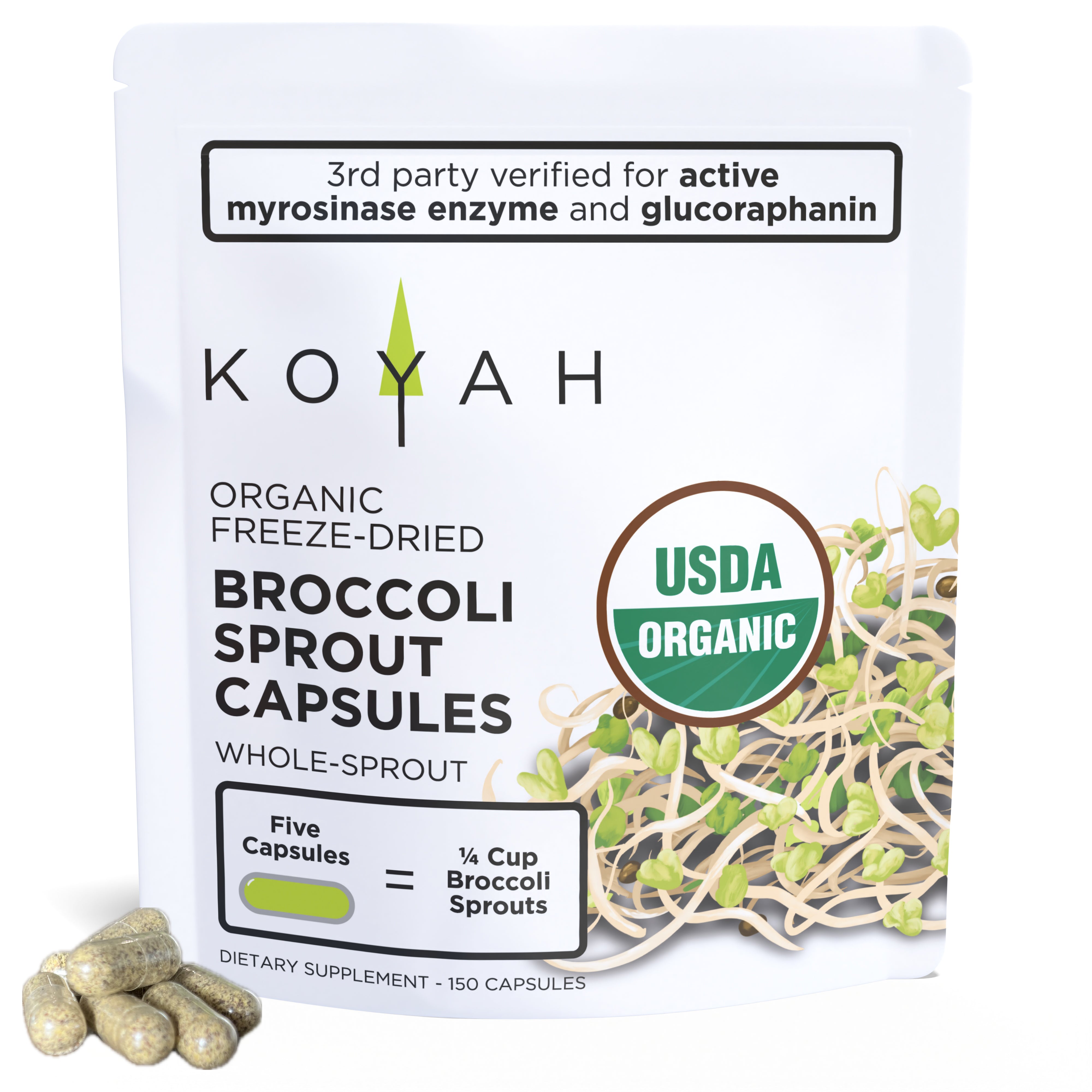 Organic Broccoli Sprout Capsules - USA Sprouted & Freeze-Dried – KOYAH