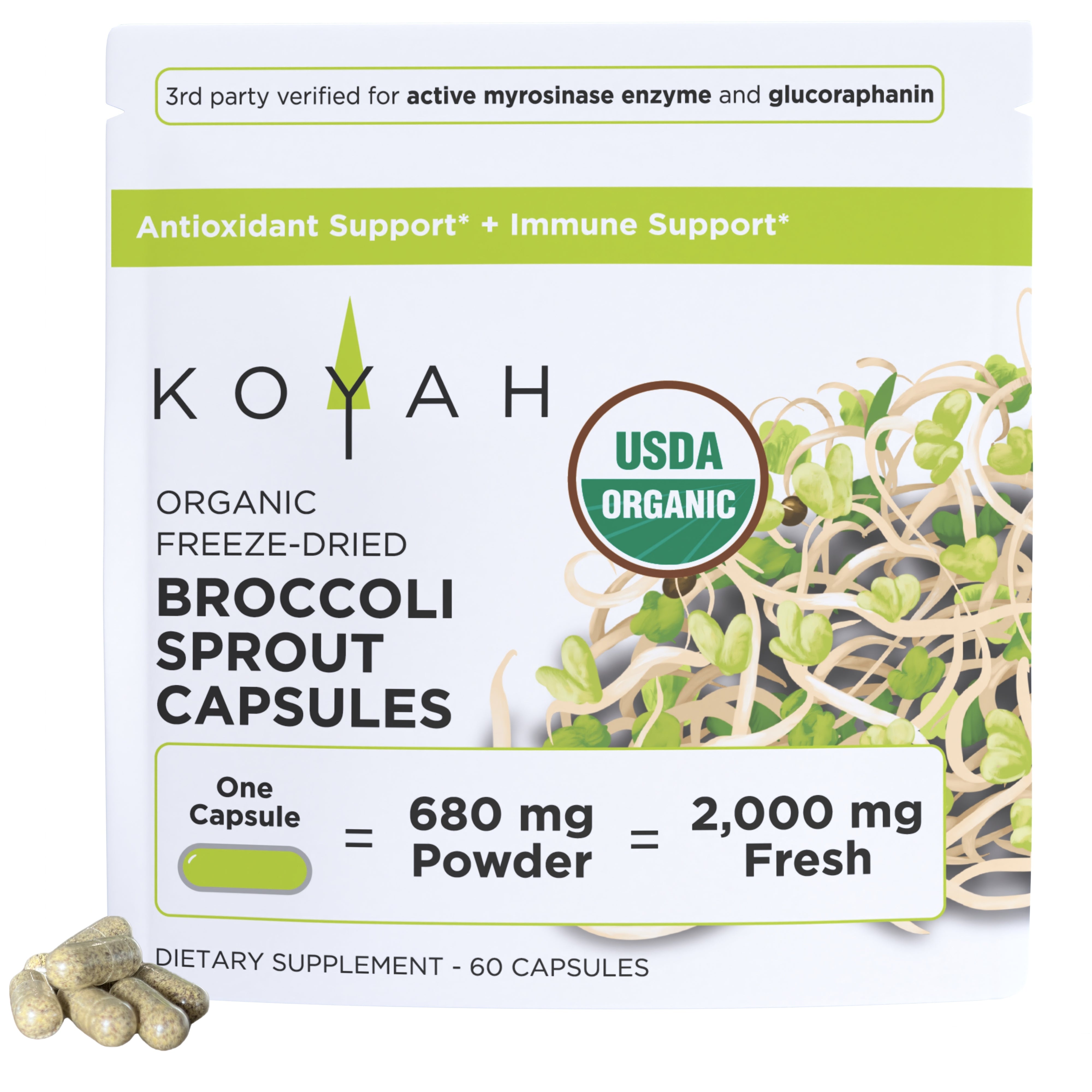 Organic Broccoli Sprout Capsules - USA Sprouted & Freeze-Dried – KOYAH